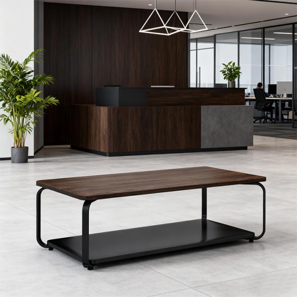 Quality Simple Style Wood Coffee Table and Negotiation Table with Steel Feet and Plates Eco-Friendly Commercial Furniture manufacture for sale