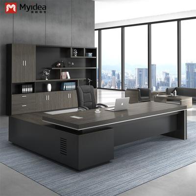 China Modern Eco-Friendly L-shaped Executive Computer Desk with Large-capacity Storage Sub-cabinet for sale