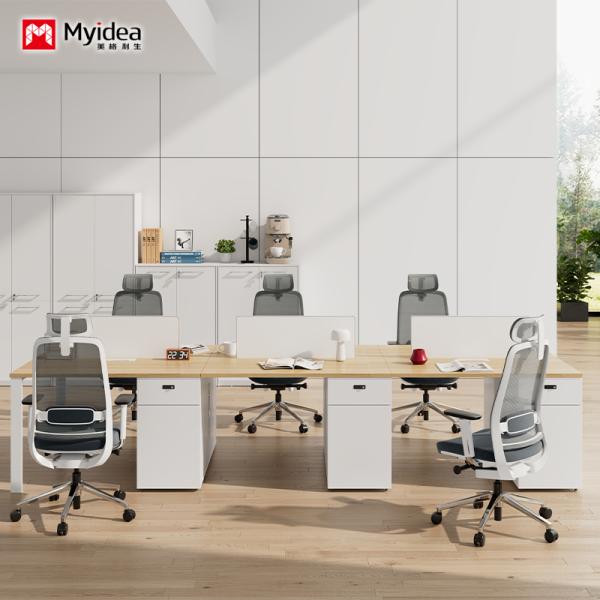 Quality Modern Wooden Workstation Desks with Storage Space Facing Each Other Freestanding Design Easy Assembly for sale