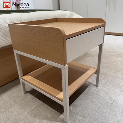 China Modern Luxury Nightstand Bedside Cabinet Simple Bedside Tables with Steel Frames in Various Styles for sale