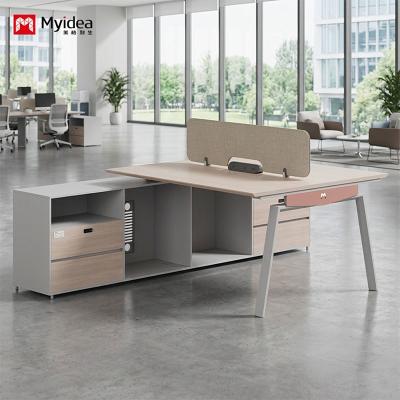 China Plug-and-Work Opposing Workstation with Integrated Electrical Sockets, Fabric Divider, and Heavy-Duty Steel Legs – Perfect for Team Offices. for sale