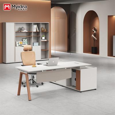 China Luxury Executive Desk Set – Includes Spacious Storage Side Cabinet, Durable Steel Leg Support, and Fully Integrated Power System with Outlets & USB Ports for Seamless Connectivity for sale
