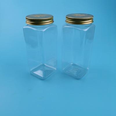 Cina barattoli di plastica del quadrato 320ml con l'imballaggio matto del biscotto di Candy dei coperchi in vendita