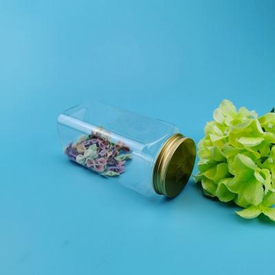 Cina barattoli di plastica del quadrato 320ml con l'imballaggio matto del biscotto di Candy dei coperchi in vendita