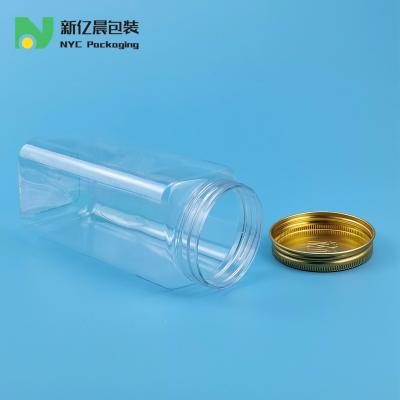 Cina Barattoli di plastica dell'alimento del quadrato 550ml con i coperchi del metallo dell'oro in vendita