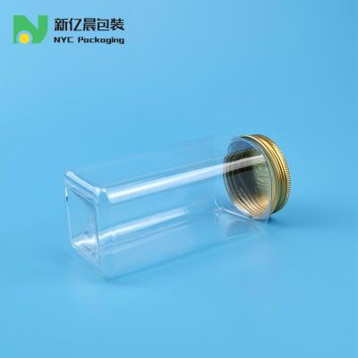 Cina Barattoli di plastica dell'alimento del quadrato 550ml con i coperchi del metallo dell'oro in vendita