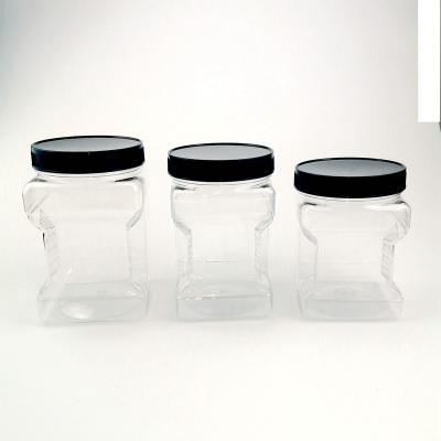 China PET Clear Square Grip 4500ml Plastic Screw Cap Jars BPA Free for sale