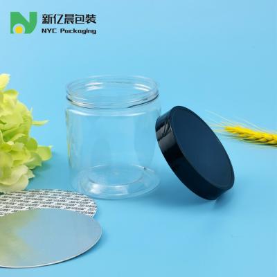 China 1460ml Food Grade Cookie Clear Plastic Jars White Lids for sale