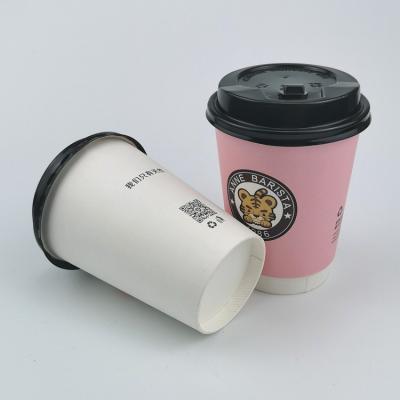 China Custom Disposable Bubble Tea Cups 360ml Round Paper Coffee Cup for sale