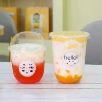 China U Shape 16oz Plastic Bubble Tea Cups Single Wall 70mm Diameter for sale