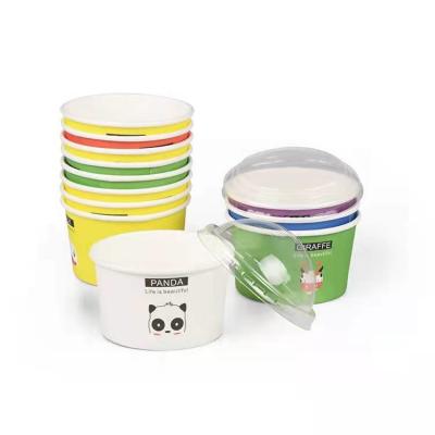 China FDA 320ml Disposable Bubble Tea Cups Ice Cream Paper Containers With Sleeve for sale