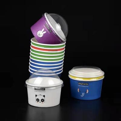 China FDA 320ml Disposable Bubble Tea Cups Ice Cream Paper Containers With Sleeve for sale