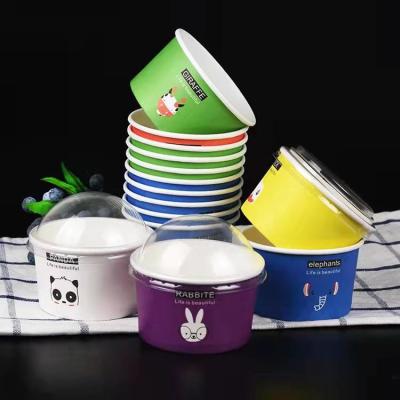 China FDA 320ml Disposable Bubble Tea Cups Ice Cream Paper Containers With Sleeve for sale