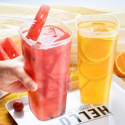 中国 ふたが付いている曇らされた32oz使い捨て可能な泡ティー カップはプラスチック コップを懸命に平方する 販売のため
