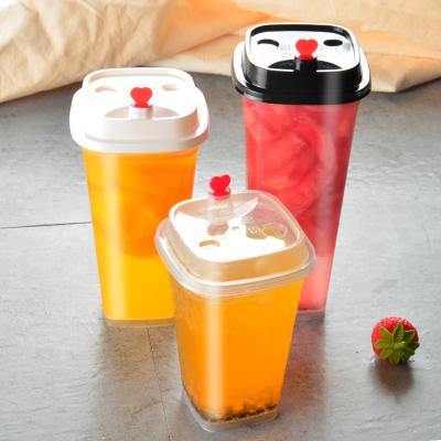 中国 ふたが付いている曇らされた32oz使い捨て可能な泡ティー カップはプラスチック コップを懸命に平方する 販売のため