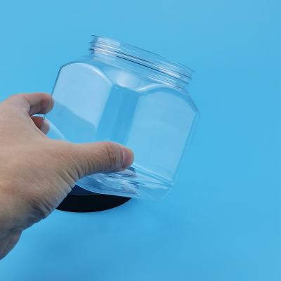 China Klares Deckel-Haustier-Plätzchen-Glas-Quadrat der Schrauben-211# formen Plastiknahrungsmittelbehälter 380ml zu verkaufen