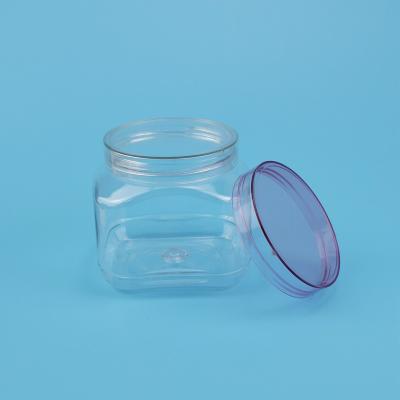China Klares Deckel-Haustier-Plätzchen-Glas-Quadrat der Schrauben-211# formen Plastiknahrungsmittelbehälter 380ml zu verkaufen