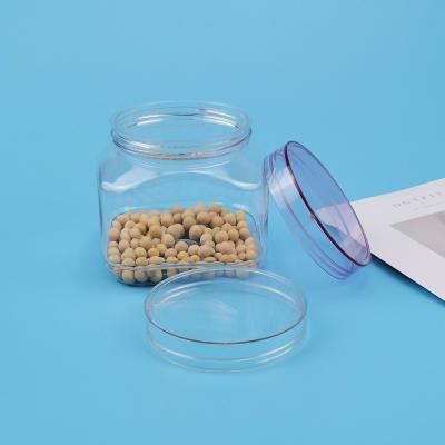 China Klares Deckel-Haustier-Plätzchen-Glas-Quadrat der Schrauben-211# formen Plastiknahrungsmittelbehälter 380ml zu verkaufen