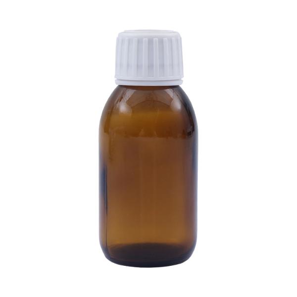 Quality 28/410 Plastic Proof Screw Cap Tamper Evident Cap Amber Glass Syrup Bottles Non Spill for sale