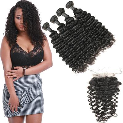 China 9A Malaysian Deep Wave 3 Bundles Human Virgin Hair Weave for sale