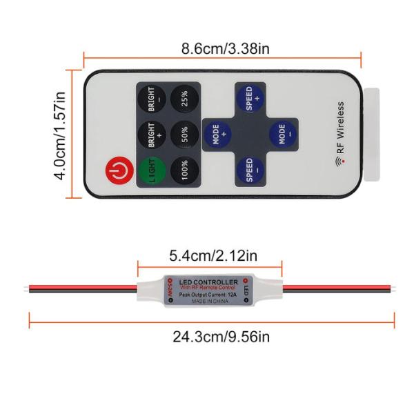 Quality 11 Key Single Color Led Controller 5-24v Wireless 433 Rf Brightness Dimmer for sale