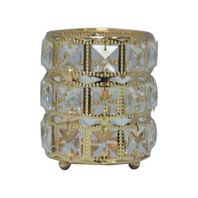 China Northern European Vintage Wedding Romantic Home Decoration Ornaments Gold Crystal Crafts Makeup Brush Pen Bucket for sale