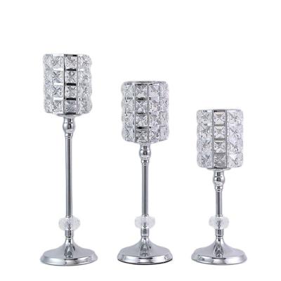 China Decoration home house, bedroom, porch, wedding celebration, iron art, hollowed-out handwork ornaments, Nordic creative crystal candlestick for sale