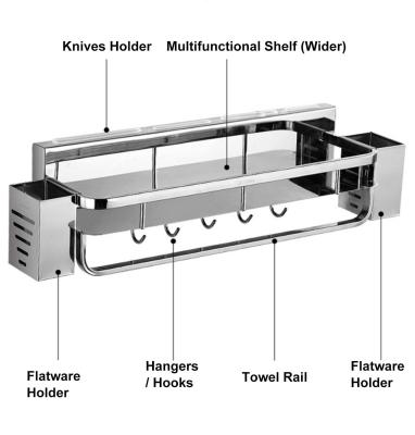 中国 OEM ODM Wall Mounted Kitchen Shelf With Mirror Polished Stainless Steel 304 Material 販売のため