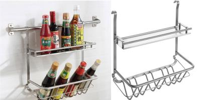Cina Scaffale di spezia della cucina di acciaio inossidabile 304 fissato al muro con rivestimento di lucidatura della spazzola in vendita