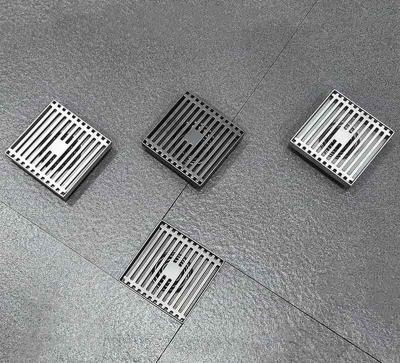 中国 4インチの浴室の無光沢の黒い無光沢の灰色色のステンレス鋼を床ドレン 販売のため