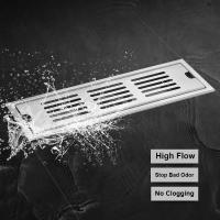 China Brush Polishing Floor Drain SS 304 Linear Rectangular Shape For Bathrooms for sale