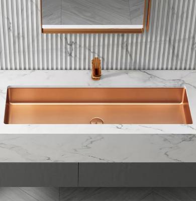 China Bathroom Undermount Stainless Steel Vessel Sinks Satin Brushed Finish Rectangular Shape for sale