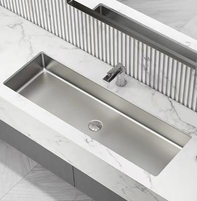 China Bathroom Undermount Stainless Steel Vessel Sinks Satin Brushed Finish Rectangular Shape for sale