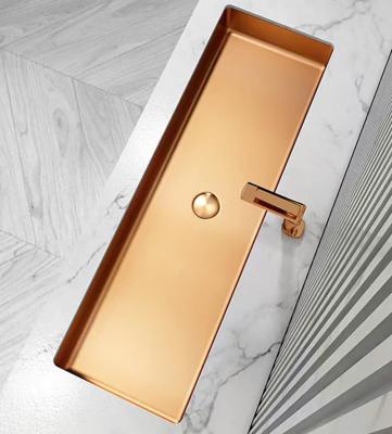 China Bathroom Undermount Stainless Steel Vessel Sinks Satin Brushed Finish Rectangular Shape for sale