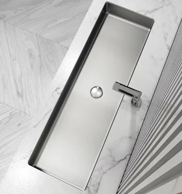 China Bathroom Undermount Stainless Steel Vessel Sinks Satin Brushed Finish Rectangular Shape for sale