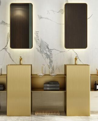 China Badezimmer-Stellungs-Wanne des Edelstahl-304, quadratische Spalten-Sockel-Waschbecken zu verkaufen