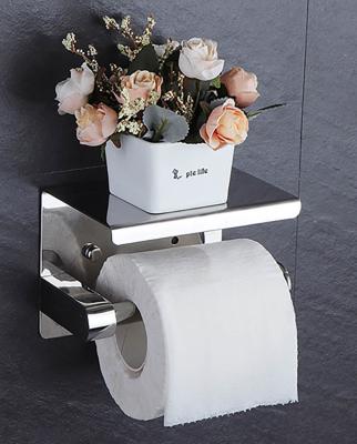 China Stainless Steel 304 Toilet Tissue Dispensers , Toilet Paper Holder With Shelf OEM Te koop