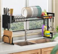 China Width 300mm Adjustable Dish Drying Rack Over Sink OEM For Kitchen 500mm Height for sale