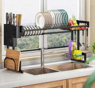China Breedte 300mm Regelbaar Schotel Drogend Rek over Gootsteenoem voor Keuken 500mm Hoogte Te koop