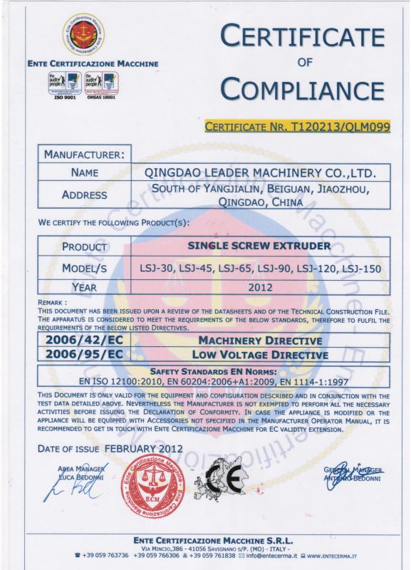 CE - Qingdao Leader Machinery Co., Ltd