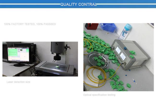 Fiber Optic Adapter SC APC Polish Type Couple Simplex 9 / 125μm With Full Flange Green Color