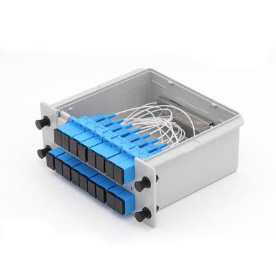 Cina La cassetta a fibra ottica dell'ABS dello Sc L'APC UPC del separatore 1x16 di FTTH LGX inserisce il tipo separatore dello SpA in vendita