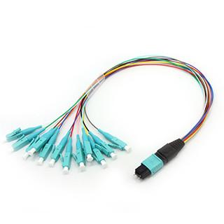 Cina 12 Core MPO LC Fanout 0.9mm Fiber Optic Patch Cable 33cm For MPO LC LGX Module Cassettes in vendita