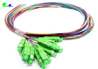 China IEC grade B1 Fiber Optic Pigtail Set 12pcs 12 colors SC APC G657A1 9 / 125μm 0.9mm 2M LSZH Loose buffer Easy to strip 1M for sale