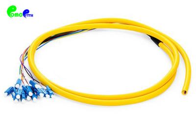Cina treccia a fibra ottica terminata pre- MP 9/125μm LC UPC di 12F LC con giallo del rivestimento di uscita 0.9mm 0.5M LSZH del mazzo G657A2 in vendita