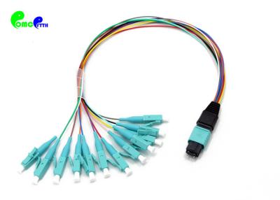 China Homem do cabo 50 do tronco de OM3 12F MPO/125μm MPO perda de inserção do Fanout 0.9mm LSZH 0.3M Senko do LC UPC à baixa à venda