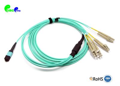 Cina Femmina terminata pre- di uscita 2.0mm MPO del cavo OM3 8F del tronco di MPO al cavo misto del cablaggio di LC UPC MPO Aque in vendita