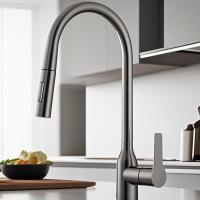 China Simple Single Hole Installation Pull Down Kitchen Sink Faucets Ceramic Valve Core for sale