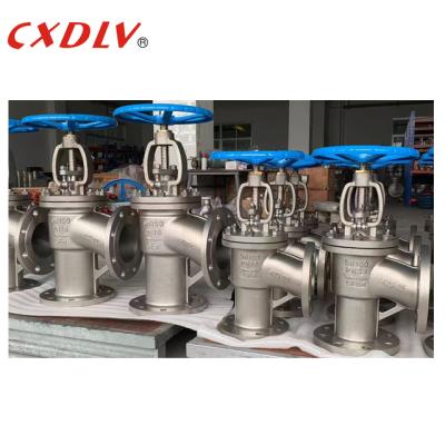 China DN50-DN200 Flanged Angle Globe Valve Manual Handle Wheel Operation Shipboard Seawater Service for sale