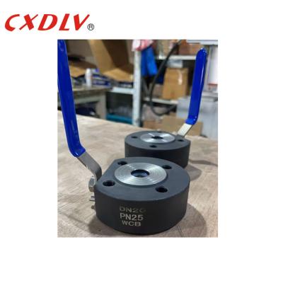China DN20 PN25 WCB Wafer Ball Valve with Stainless Steel Handle Lever and PTFE/PPL Seat Ring for sale